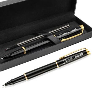 personalized pens engraved,custom ballpoint pen for men woman, personalized gift for graduation, anniversary (black & gold)