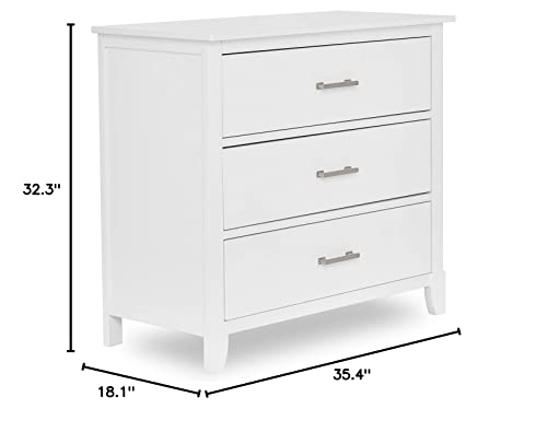 Dream on Me Universal 3 Drawers Chest | Kids Bedroom Dresser | Three Drawers Dresser Mid Century Modern, White