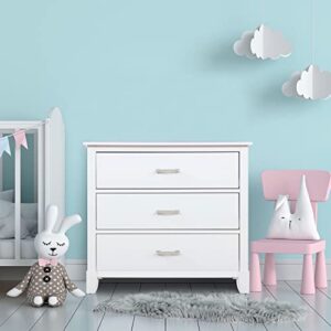 Dream on Me Universal 3 Drawers Chest | Kids Bedroom Dresser | Three Drawers Dresser Mid Century Modern, White