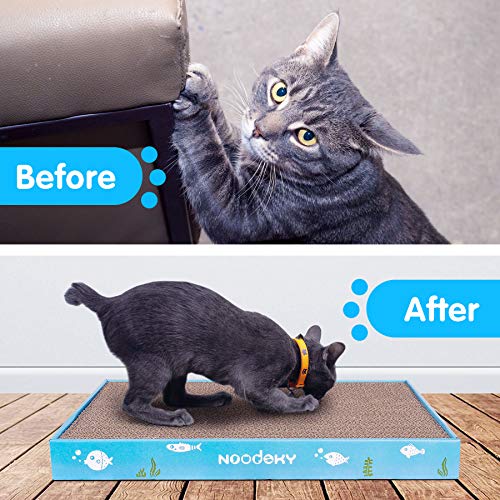 Noodoky 3Pcs Cat Scratching Pads, Double-Sided Corrugated Horizontal Cat Scratcher Cardboard, Scratch Board