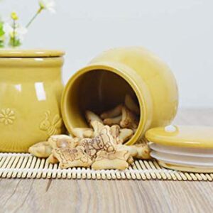 Ceramic Relief Bee Honey Jar Food Storage Jar Candy Dish Snack Can with Seal Lid