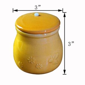 Ceramic Relief Bee Honey Jar Food Storage Jar Candy Dish Snack Can with Seal Lid