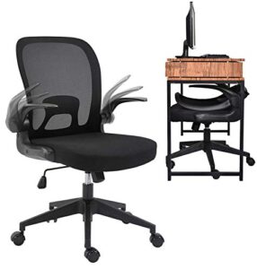 urred ergonomic office chair mesh with foldable backrest, mesh home office computer task desk chairs with adjustable arms and 360 degree universal wheels (black)