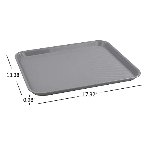 Minekkyes 6-Pack Plastic Fast Food Serving Platters Trays, Rectangular Non-Slip Serving Tray, Grey, f