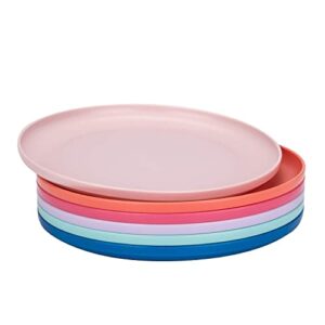 durable and reusable 9.75-inch colored plastic dinner plates set for parties, set of 6, dishwasher safe, bpa free