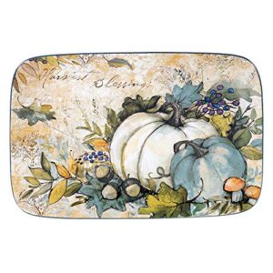 certified international harvest gatherings rectangular platter, 14"x 10", multicolor