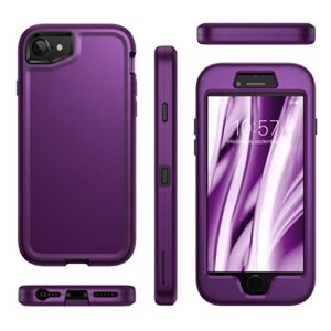 WeLoveCase iPhone SE 2022/2020 Case, Cover 3 in 1 Full Body Heavy Duty Protection Hybrid Shockproof TPU Bumper Protective Case for Apple iPhone SE 2nd Generation & iPhone 7/8 Purple