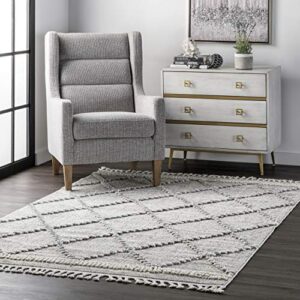 nuloom skylar textured trellis tasseled area rug, 4' x 6', beige