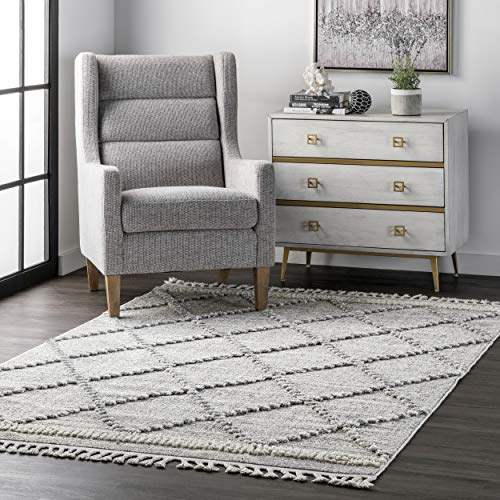 nuLOOM Skylar Textured Trellis Tasseled Area Rug, 4' x 6', Beige