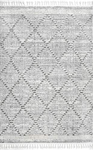 nuLOOM Skylar Textured Trellis Tasseled Area Rug, 4' x 6', Beige