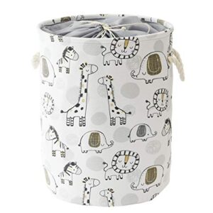 inough baby hamper kids laundry basket, laundry hamper for nursery boys, kids storage basket safari nursery room decor clothes hamper with drawstring closure kids hamper for toddler toys (giraffe)