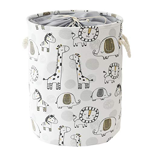 INough Baby Hamper Kids Laundry Basket, Laundry Hamper for Nursery Boys, Kids Storage Basket Safari Nursery Room Decor Clothes Hamper with Drawstring Closure Kids Hamper for Toddler Toys (Giraffe)