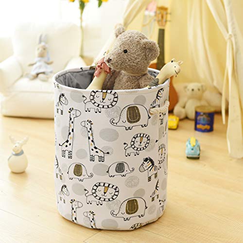 INough Baby Hamper Kids Laundry Basket, Laundry Hamper for Nursery Boys, Kids Storage Basket Safari Nursery Room Decor Clothes Hamper with Drawstring Closure Kids Hamper for Toddler Toys (Giraffe)