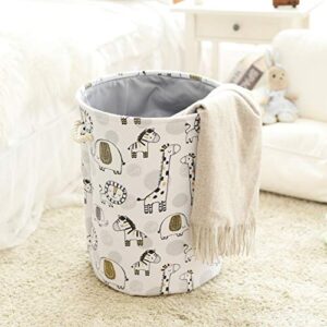 INough Baby Hamper Kids Laundry Basket, Laundry Hamper for Nursery Boys, Kids Storage Basket Safari Nursery Room Decor Clothes Hamper with Drawstring Closure Kids Hamper for Toddler Toys (Giraffe)