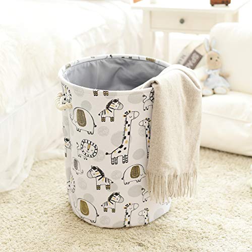 INough Baby Hamper Kids Laundry Basket, Laundry Hamper for Nursery Boys, Kids Storage Basket Safari Nursery Room Decor Clothes Hamper with Drawstring Closure Kids Hamper for Toddler Toys (Giraffe)