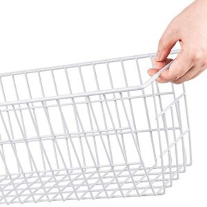 iPEGTOP Freezer Baskets, Set of 4 Farmhouse Metal Wire Basket Freezer Storage Wire Baskets Organizer Wire Storage Basket for Kitchen Pantry Organizer Bins (White)