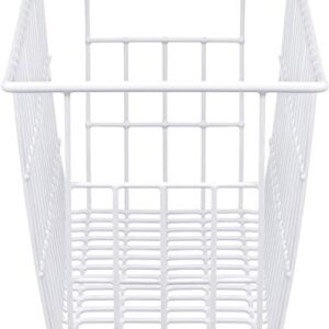 iPEGTOP Freezer Baskets, Set of 4 Farmhouse Metal Wire Basket Freezer Storage Wire Baskets Organizer Wire Storage Basket for Kitchen Pantry Organizer Bins (White)