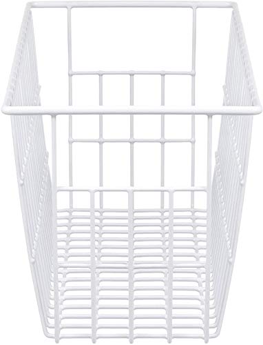 iPEGTOP Freezer Baskets, Set of 4 Farmhouse Metal Wire Basket Freezer Storage Wire Baskets Organizer Wire Storage Basket for Kitchen Pantry Organizer Bins (White)