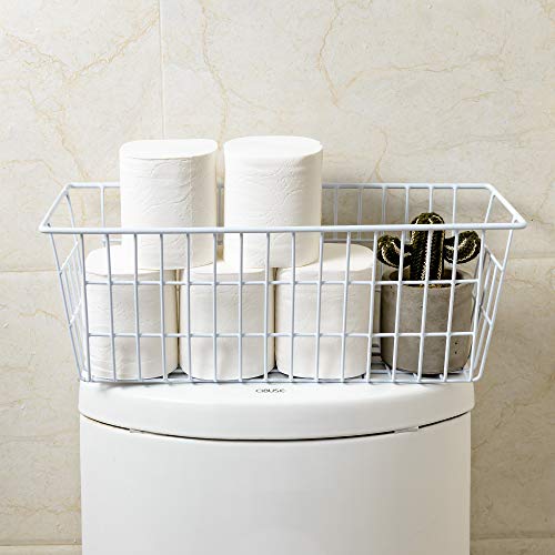 iPEGTOP Freezer Baskets, Set of 4 Farmhouse Metal Wire Basket Freezer Storage Wire Baskets Organizer Wire Storage Basket for Kitchen Pantry Organizer Bins (White)