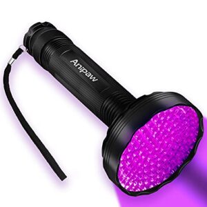 anipaw uv blacklight flashlight, superior bright 128 led 395 nm ultraviolet blacklight detector for urine for dog/cat, dry stains, bed bug, best blacklight flashlight for scorpions hunting