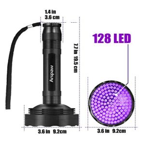 Anipaw UV BlackLight Flashlight, Superior Bright 128 LED 395 nM Ultraviolet Blacklight Detector for Urine for Dog/Cat, Dry Stains, Bed Bug, Best Blacklight Flashlight for Scorpions Hunting