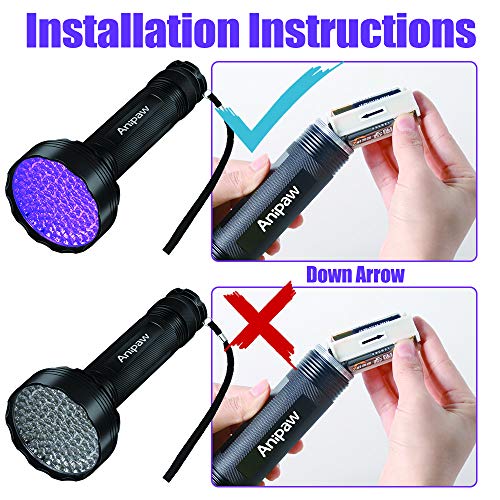 Anipaw UV BlackLight Flashlight, Superior Bright 128 LED 395 nM Ultraviolet Blacklight Detector for Urine for Dog/Cat, Dry Stains, Bed Bug, Best Blacklight Flashlight for Scorpions Hunting