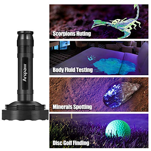 Anipaw UV BlackLight Flashlight, Superior Bright 128 LED 395 nM Ultraviolet Blacklight Detector for Urine for Dog/Cat, Dry Stains, Bed Bug, Best Blacklight Flashlight for Scorpions Hunting