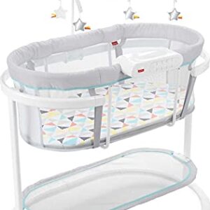 Fisher-Price Baby Bedside Sleeper Soothing Motions Bassinet With Lights Music Vibrations & Overhead Mobile, Windmill