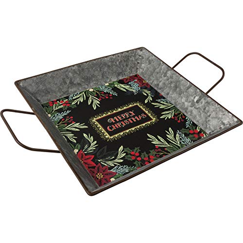 Primitives by Kathy 108250 Merry Christmas Tray, 13-inch Length, Metal and Paper