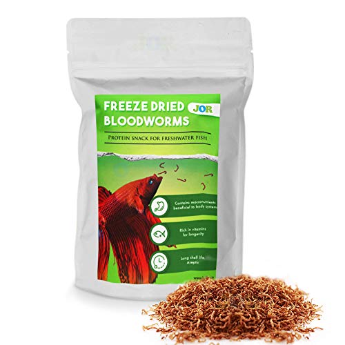 JOR Bloodworm for Betta, Freeze-Dried Treats for Siamese Fighting Fish and Other Aquatic Pets, Perfect for Picky Eaters and Breeding Tanks, 0.52 oz per Pack