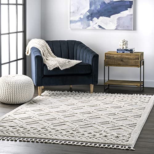 nuLOOM Ansley Moroccan Lattice Tassel Area Rug, 3' x 5', Beige