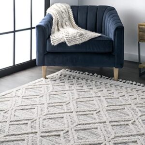 nuLOOM Ansley Moroccan Lattice Tassel Area Rug, 3' x 5', Beige