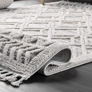 nuLOOM Ansley Moroccan Lattice Tassel Area Rug, 3' x 5', Beige