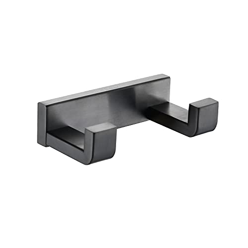 Lexora Bagno Bianca Stainless Steel Double Robe Hook - Gun Metal