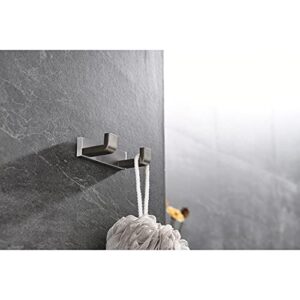 Lexora Bagno Bianca Stainless Steel Double Robe Hook - Gun Metal