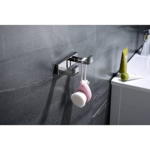 Lexora Bagno Bianca Stainless Steel Double Robe Hook - Gun Metal