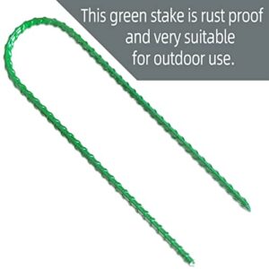 EISENSP 8pcs Ground Rustproof Heavy Rebar Trampoline Wind Stakes Safety Ground Anchor - 9 inch Curved Steel Stakes with Chisel Point end, Green Antirust Coated