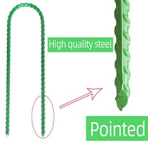 EISENSP 8pcs Ground Rustproof Heavy Rebar Trampoline Wind Stakes Safety Ground Anchor - 9 inch Curved Steel Stakes with Chisel Point end, Green Antirust Coated