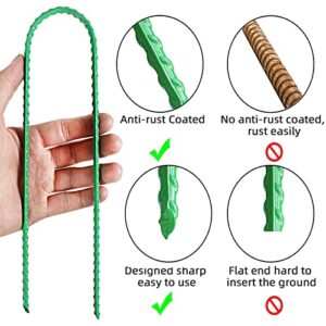 EISENSP 8pcs Ground Rustproof Heavy Rebar Trampoline Wind Stakes Safety Ground Anchor - 9 inch Curved Steel Stakes with Chisel Point end, Green Antirust Coated