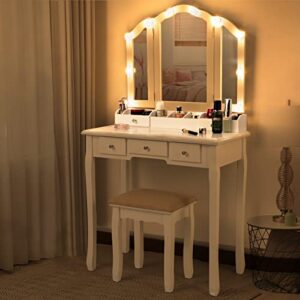 vanity desk with mirror and lights makeup vanity with lights and tri-folding mirror,vanity table with lights,makeup vanity with drawers,vanity mirror with lights desk and chair makeup desk for girl