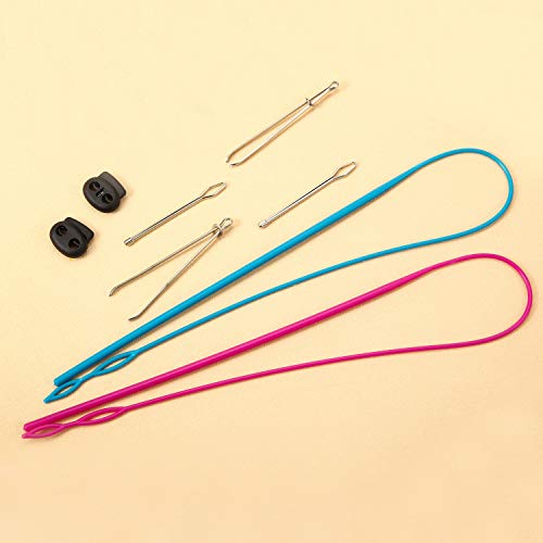 8 Pcs Drawstring Threader Tool Set, 2 Pcs Flexible Drawstring Threader Plastic Drawstring Replacement Tool 2 Pcs Metal Drawstring Threaders 2 Pcs Metal Tweezers and 2 Pcs Cord Locks for Shorts Hoodies