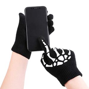 Cooraby 3 Pairs Kids Skeleton Touchscreen Gloves Halloween Glow in The Dark Full Finger Skull Bone Gloves