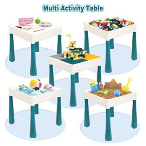 GobiDex All-in-One Kids Table and Chairs Set with 100PCS Marble Run Kids Building Blocks Toys for Kids Ages 3-5 Preschool Classroom Must Haves Multi Activity Water Table for Toddlers 1-3