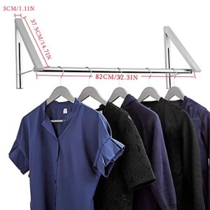 EOPRO Drying Racks for Laundry Foldable, Coat Rack Wall Mounted, Folding Clothes Hanger Hanging on Bathroom, Bedroom Balcony, Drying Rack Clothing with 2 Pack and 1 Rod…