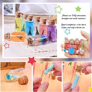 WFPLUS 60 Pieces 10ml Cork Stopper Glass Bottles - DIY Mini Glass Jars, Tiny Clear Vials with Cork for Display Art Crafts Decoration Wedding Party Supplies