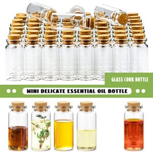 WFPLUS 60 Pieces 10ml Cork Stopper Glass Bottles - DIY Mini Glass Jars, Tiny Clear Vials with Cork for Display Art Crafts Decoration Wedding Party Supplies