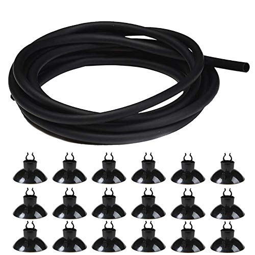 JIH 25 Feet Standard Airline Tubing Black with Suction Cups for Aquariums,Terrariums