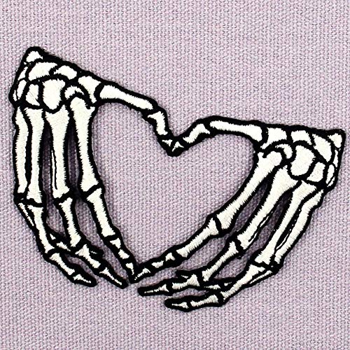 ZEGINs Skeleton Heart Hands Patch Embroidered Applique Iron On Sew On Emblem