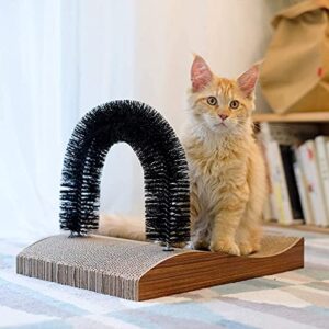 FUKUMARU Cat Self Groomer, 2.0 Version Cat Arch Face Scratcher with Scratcher Pad, Cats Back Grooming Massager Toy Brush for Indoor Kitten and Small Dog