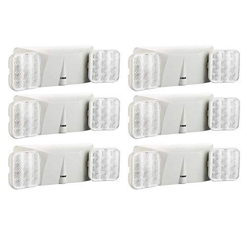 EXITLUX 6 Pack White Exit Sign with Emergency Light-UL Certified-Hardwired Emergency Light Standard -Adjustable Lamps & 90-Minute- Emergency Exit Light Fixtures,UL 924,120/277V AC